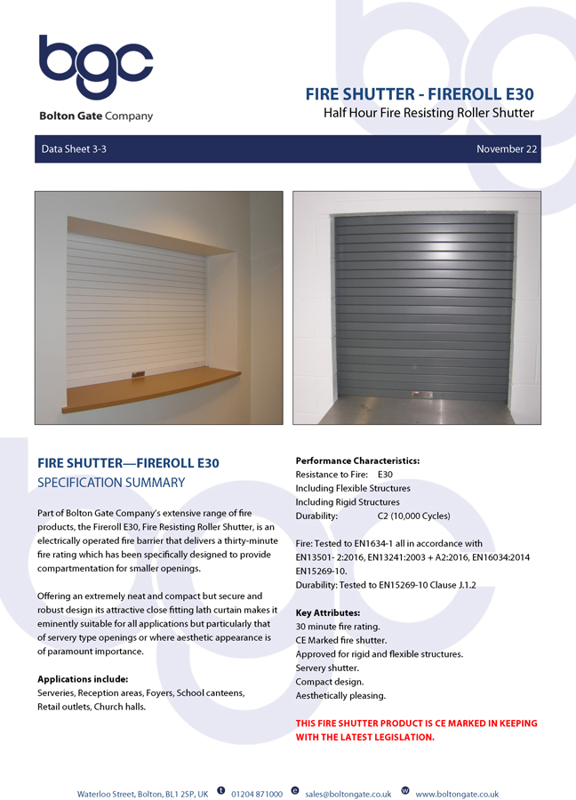 Fireroll VR60 Insulated Rolling Fire Shutters Brochure | Specification ...